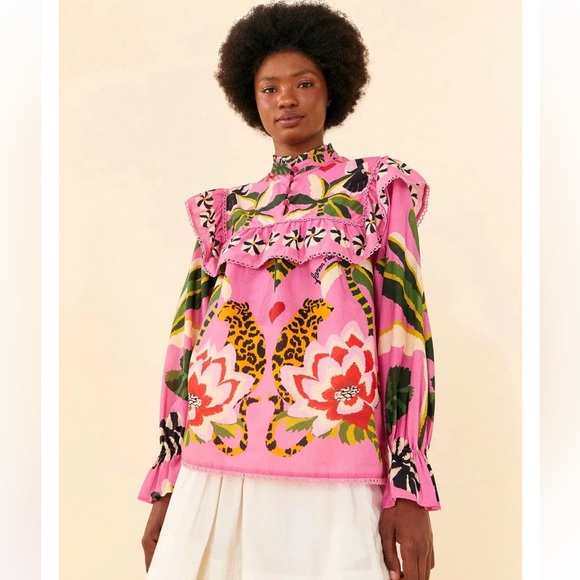 FARM Rio | Tops | Farm Rio Leopard Forest Blouse | Poshmark